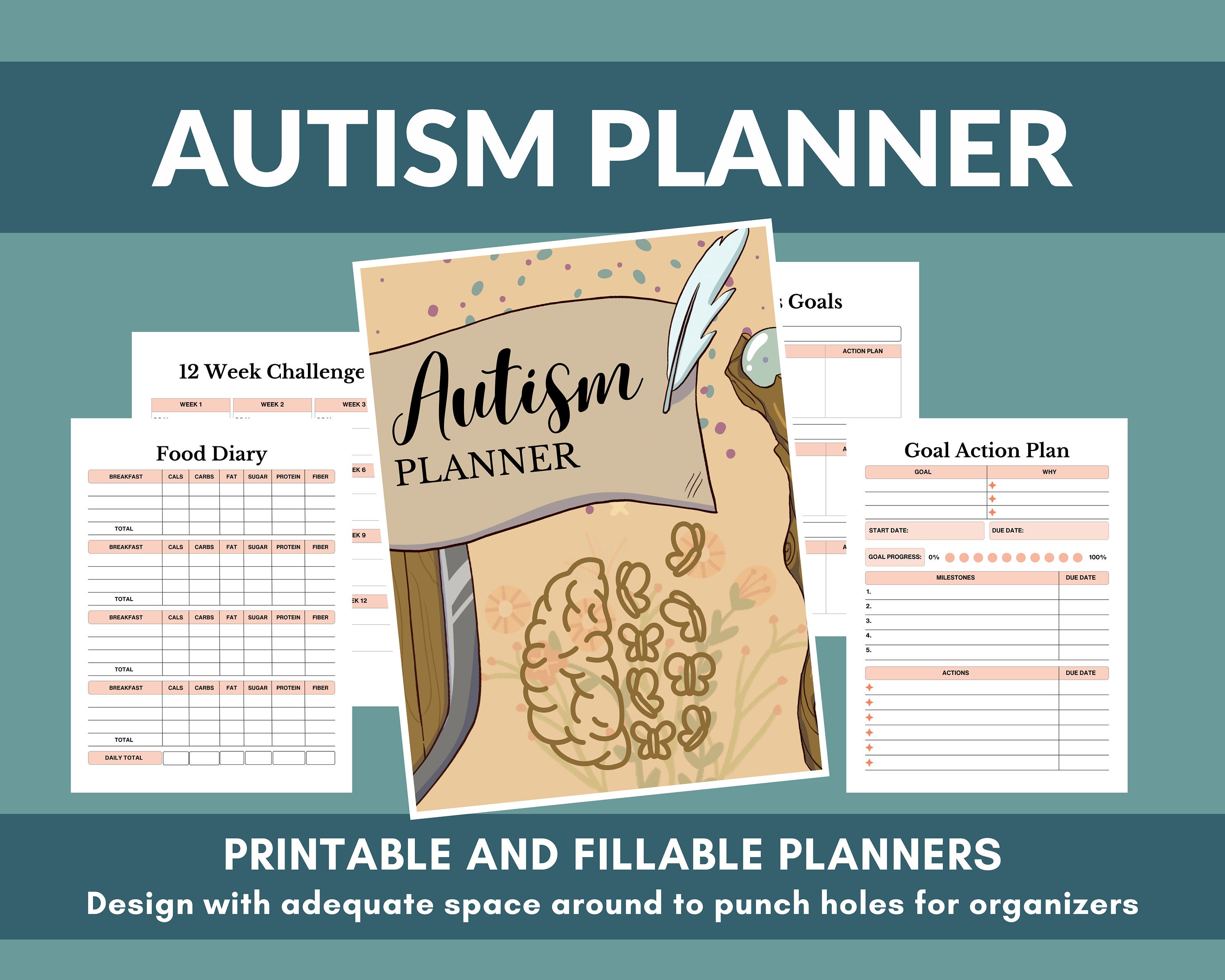 Autism Planner Binder Printable ADHD Productivity Planner Behavior ...