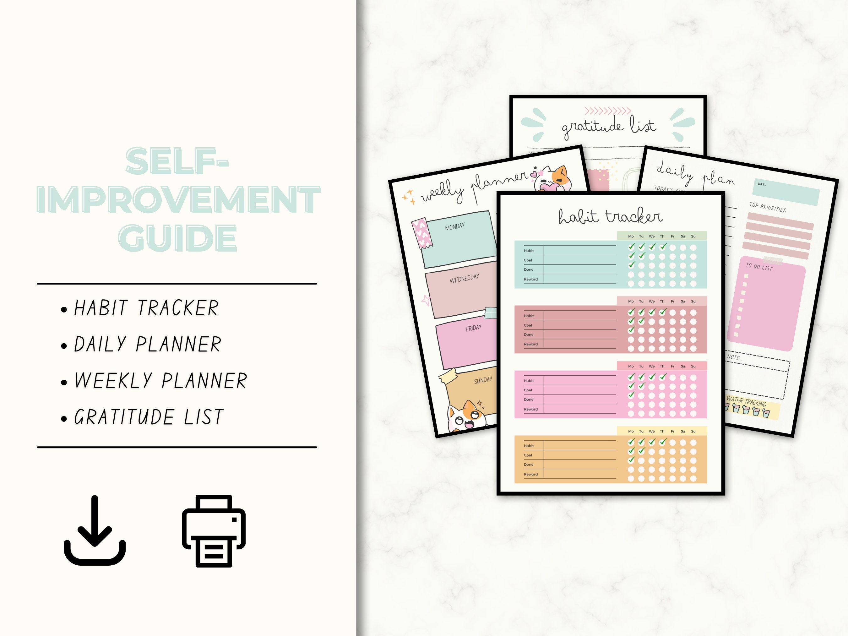 Printable Habit Tracker, Daily Planner, Weekly Planner, Gratitude ...