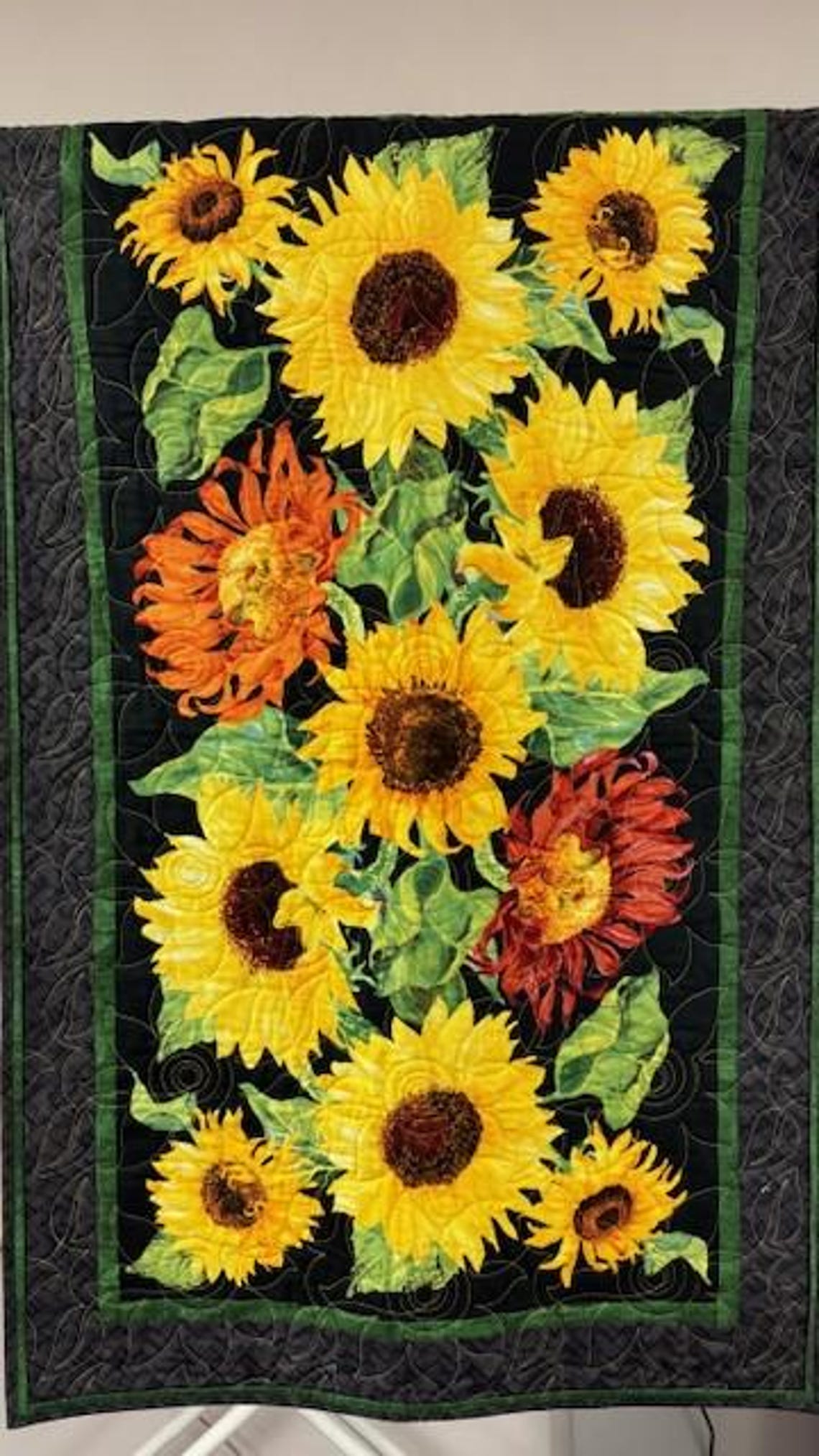 Sunflower Quilted Wall Hanging, Table Topper - Etsy