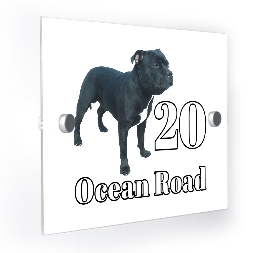 Staffy Staffie Bull Terrier Dog House Number Plaque Outdoor ...