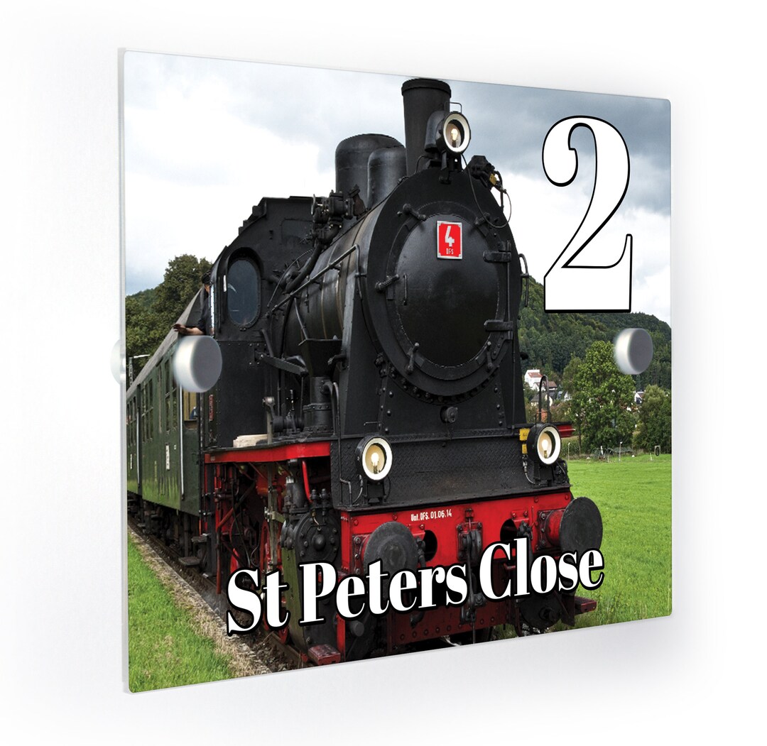 Steam Train Engine House Number Plaque Outdoor Personlasied Customised ...