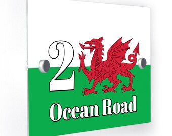 Personalised 'welsh Dragon' Circular Iron House Number Sign/address ...