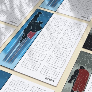 Super Hero Yearly Calendar 2024 PDF A3 Tabloid Size Printable Yearly ...