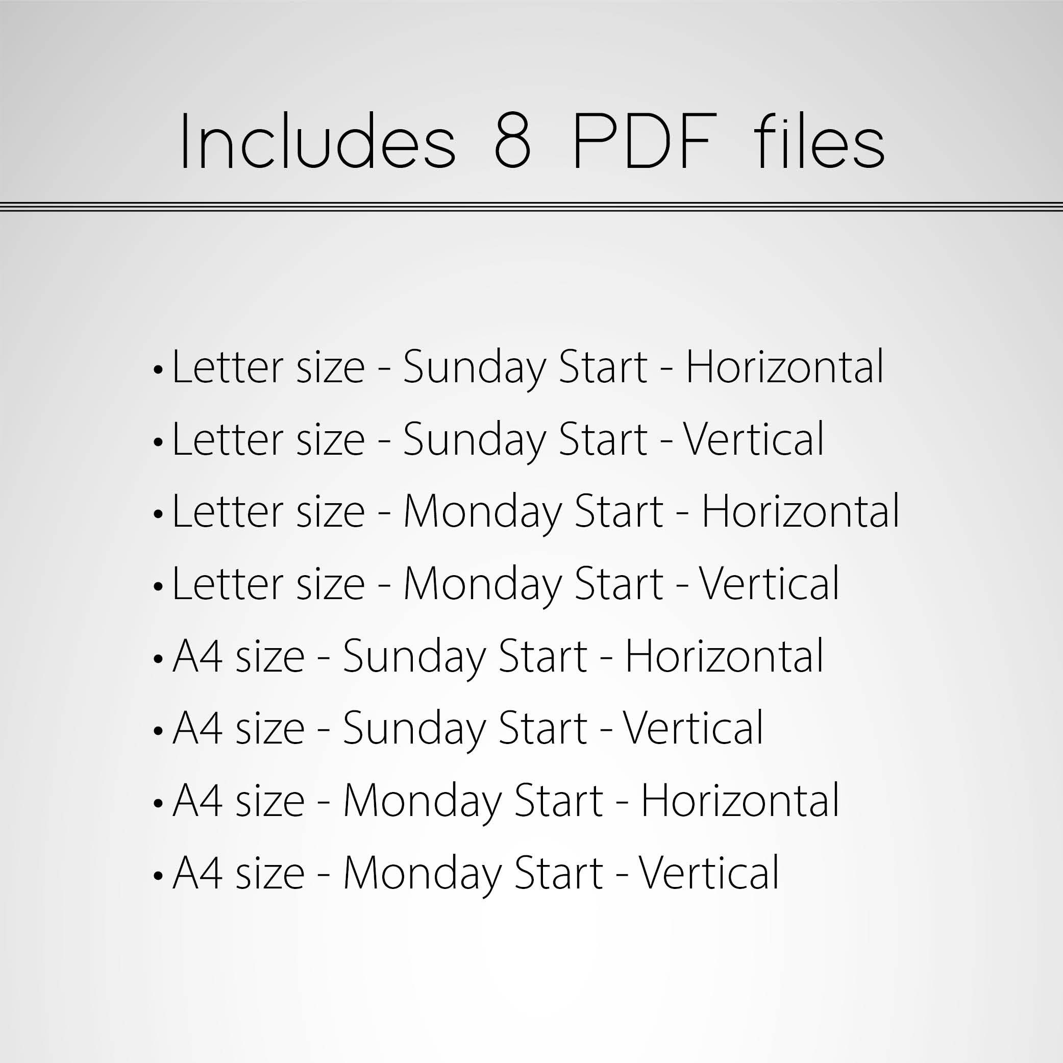 Minimalist Calendar PDF, Calendar 2024 Letter Size & A4 Printable ...