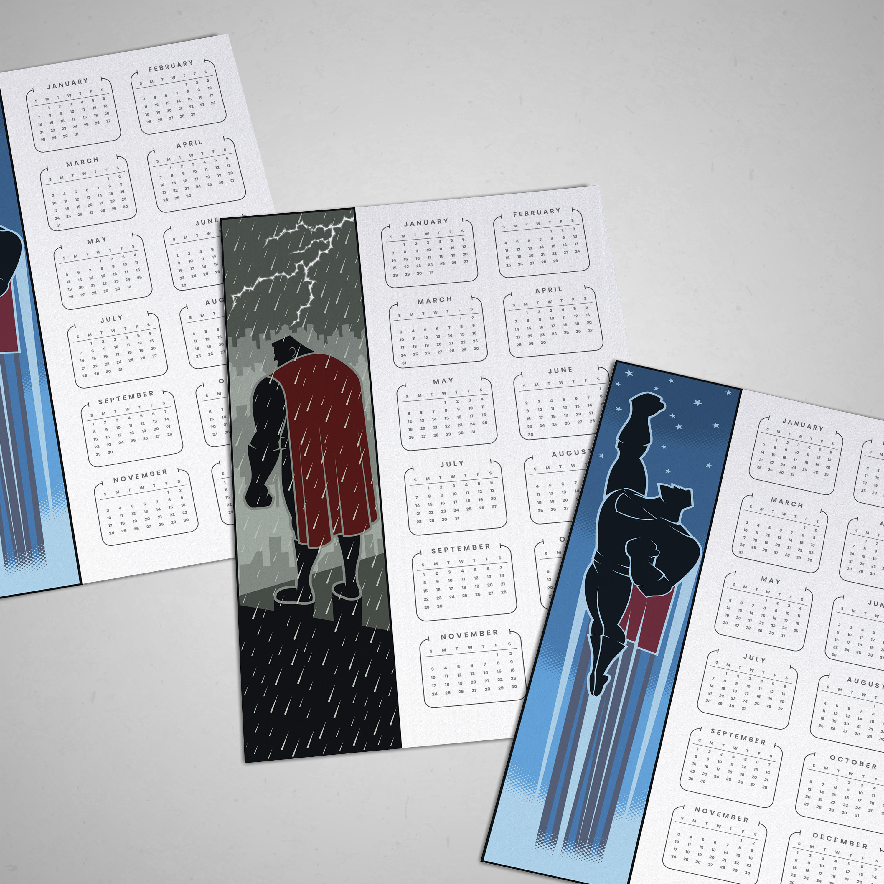 Super Hero Yearly Calendar 2024 PDF A3 Tabloid Size Printable Yearly ...