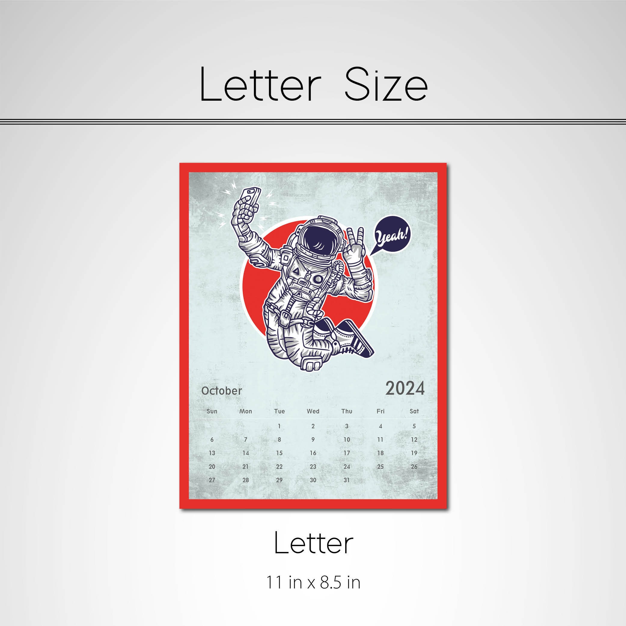 Astronaut Mountly Calendar 2024 PDF Letter Size Printable - Etsy