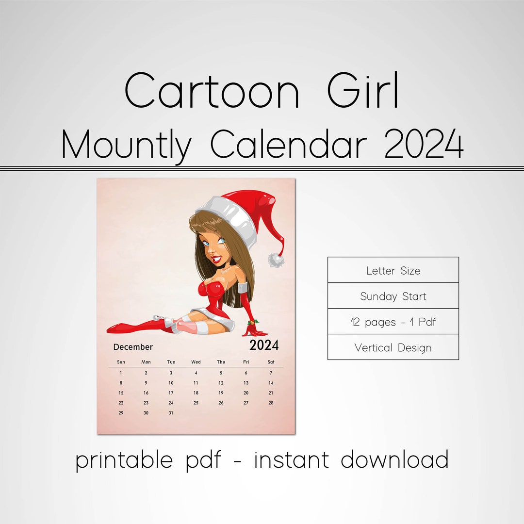 Cartoon Mädchen Kalender Kalender 2024 PDF Letter Format - Etsy.de
