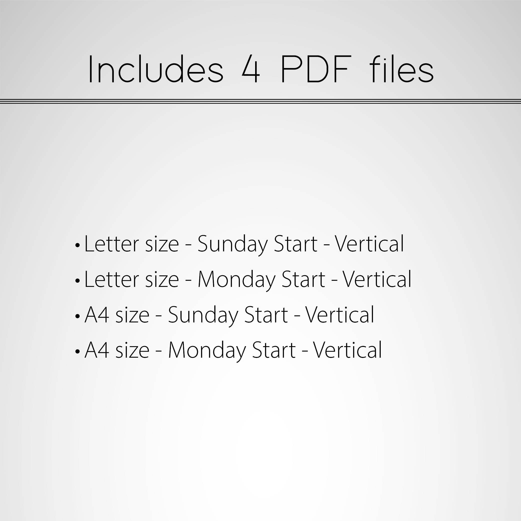 Minimalist Calendar PDF, Calendar 2024 Letter Size & A4 Printable ...