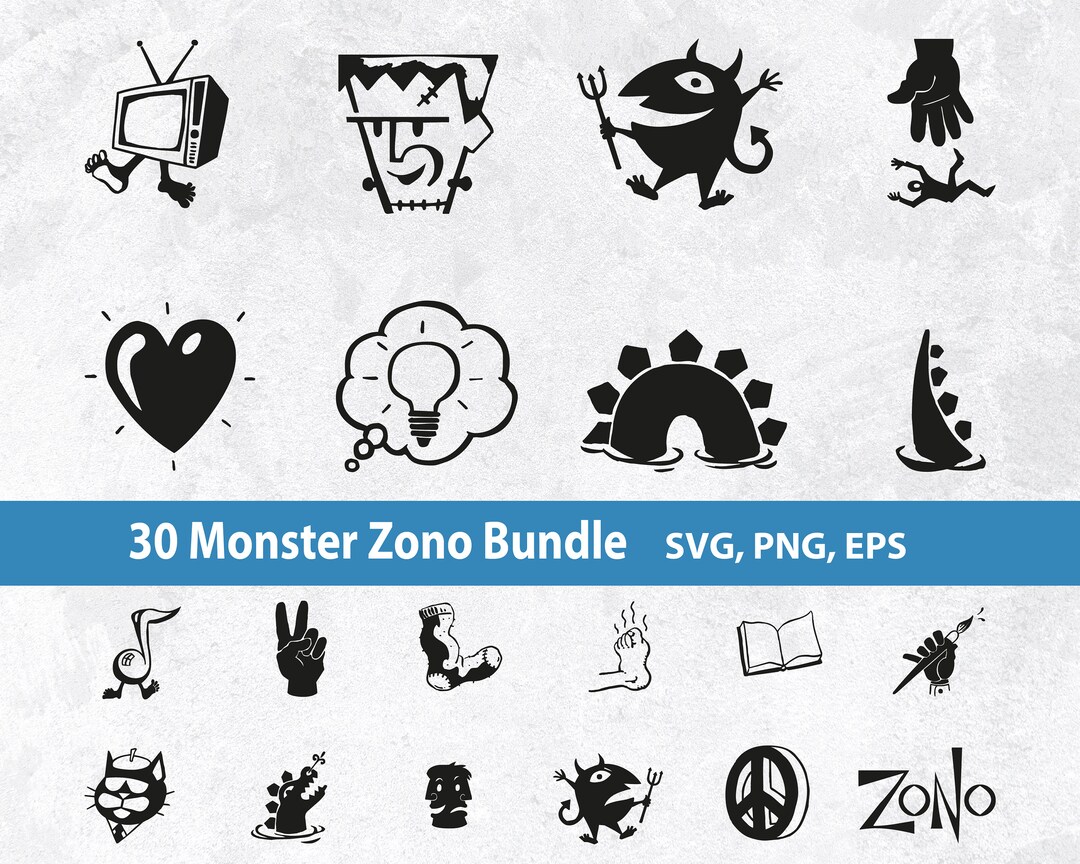 30 Monster Zono Bundle Cartoon Character Svg Png Eps Icon - Etsy