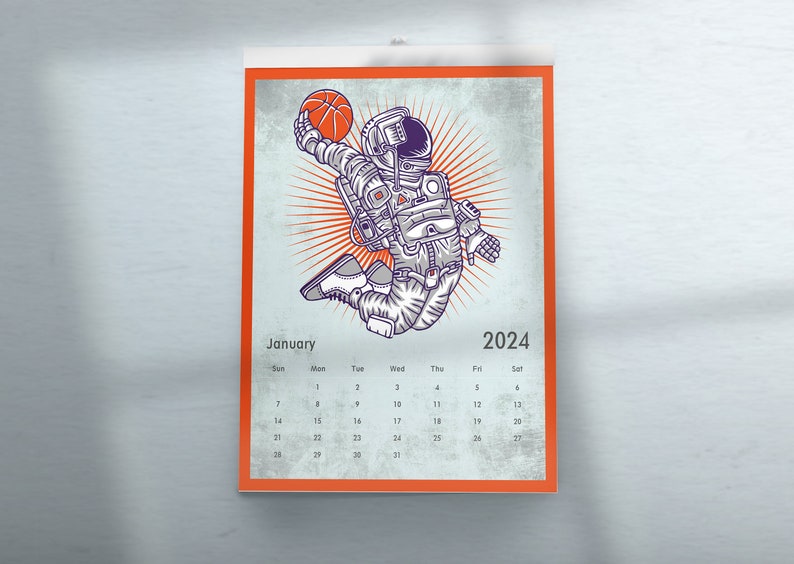 Astronaut Mountly Calendar 2024 PDF Letter Size Printable - Etsy
