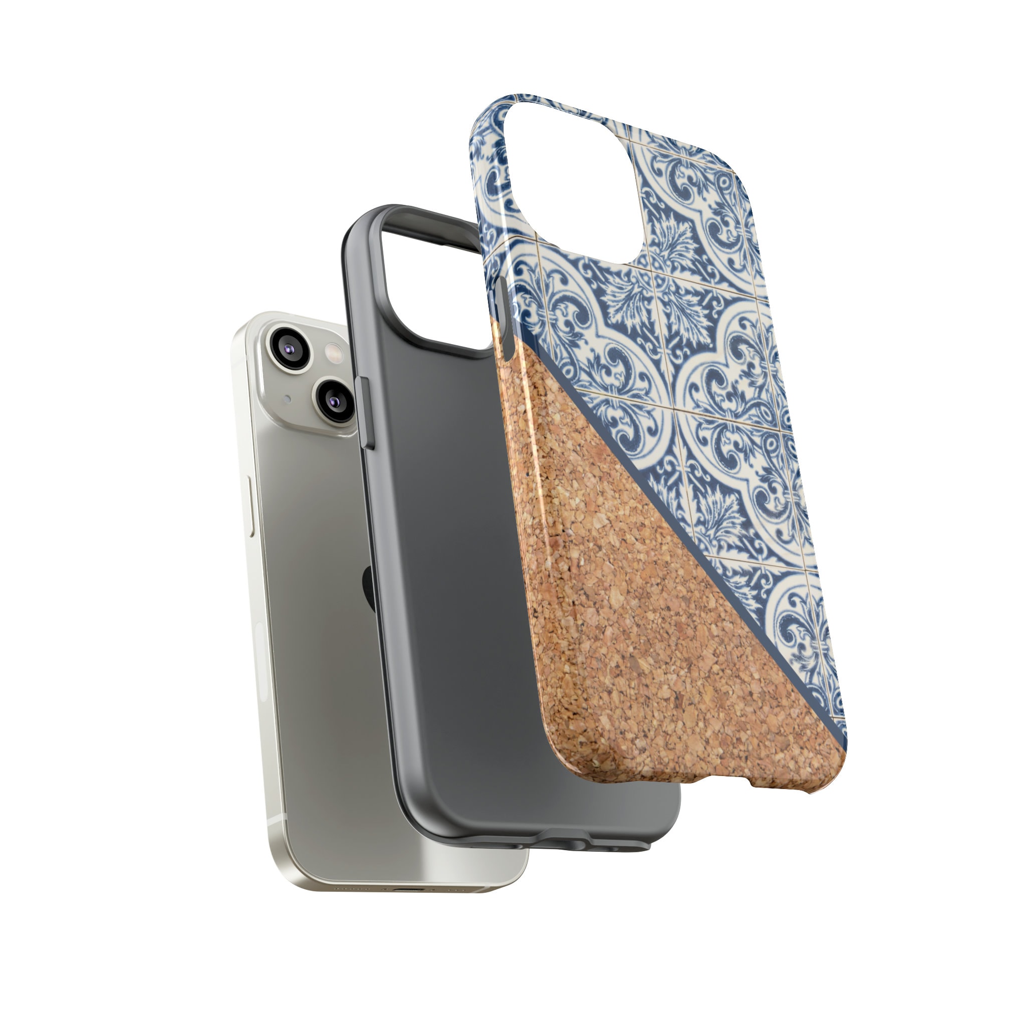 Portuguese Tiles and Cork Phone Case iPhone 15 14 Pro Max 13 12 11 ...