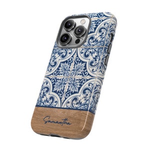 Custom Portuguese Tiles and Wood Phone Case iPhone 15 14 Pro Max 13 12 ...