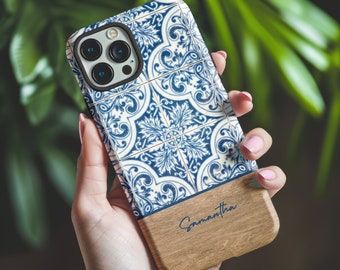 Portuguese Tiles and Cork Phone Case iPhone 15 14 Pro Max 13 12 11 ...