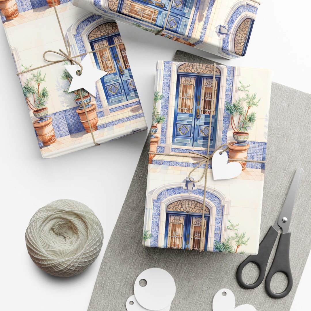 Portuguese Door Gift Wrap Paper Eco Gift Paper Mediterranean Door - Etsy