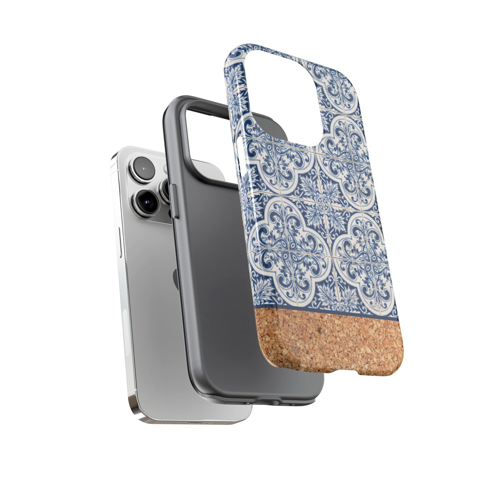 Portuguese Tiles and Cork Phone Case iPhone 15 14 Pro Max 13 12 11 ...
