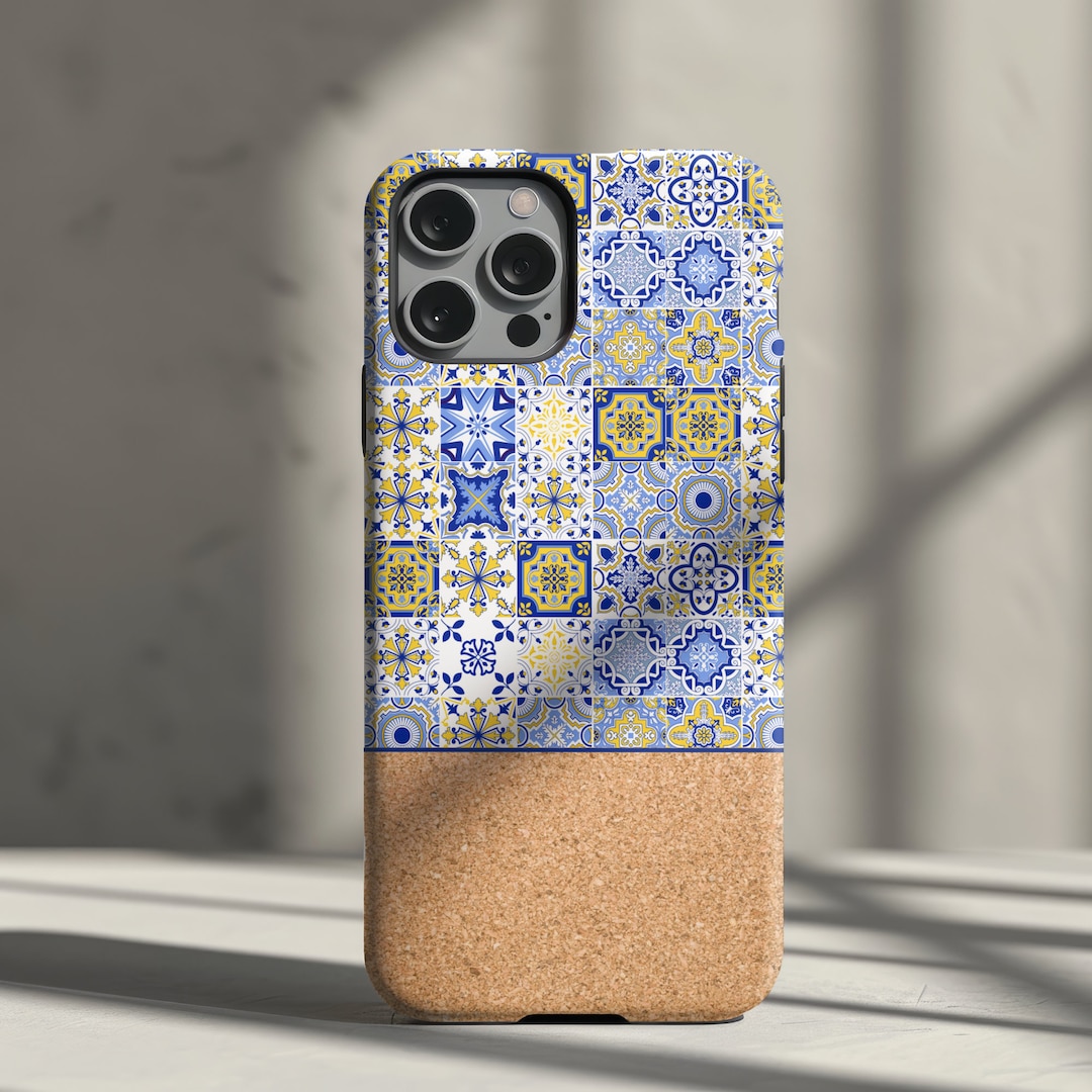 Portuguese Azulejos Tiles and Cork Phone Case iPhone 15 14 Pro Max 13 ...