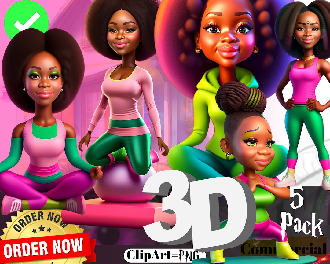 Black Girl Yoga Pose Clipart African American Yoga Clipart Meditation ...