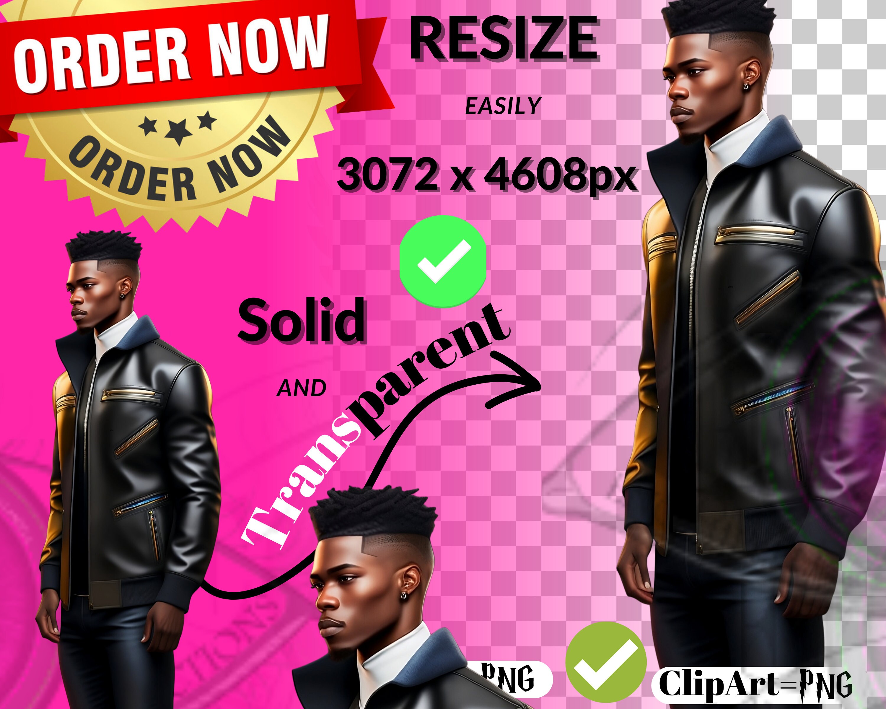 Handsome Black Man Clipart Sexy Darkskin Brotha African American Model ...