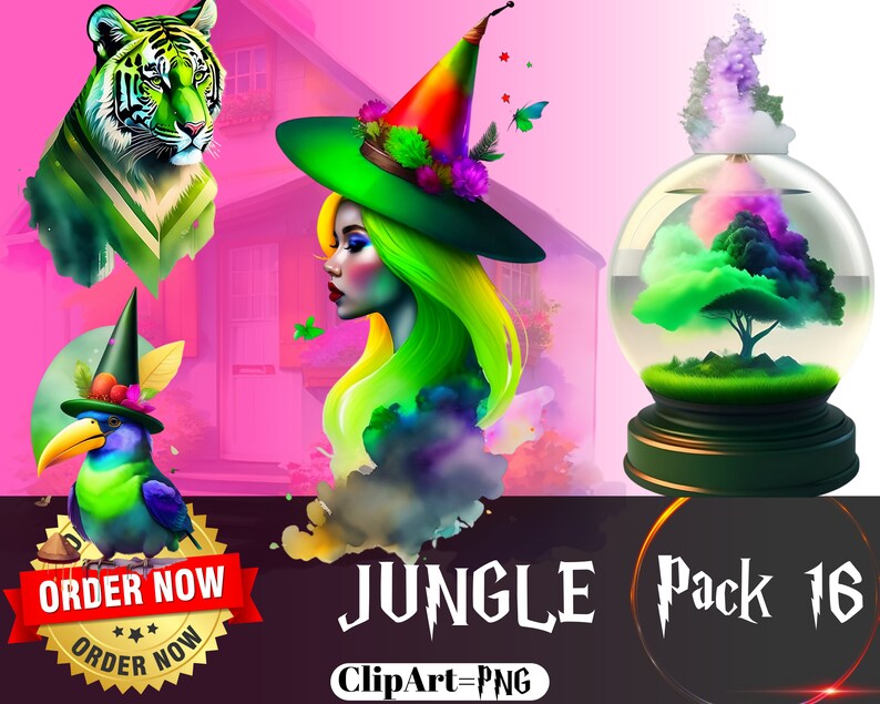 Witch Jungle Clipart Witch Clip Art Png Magic Clip Art - Etsy