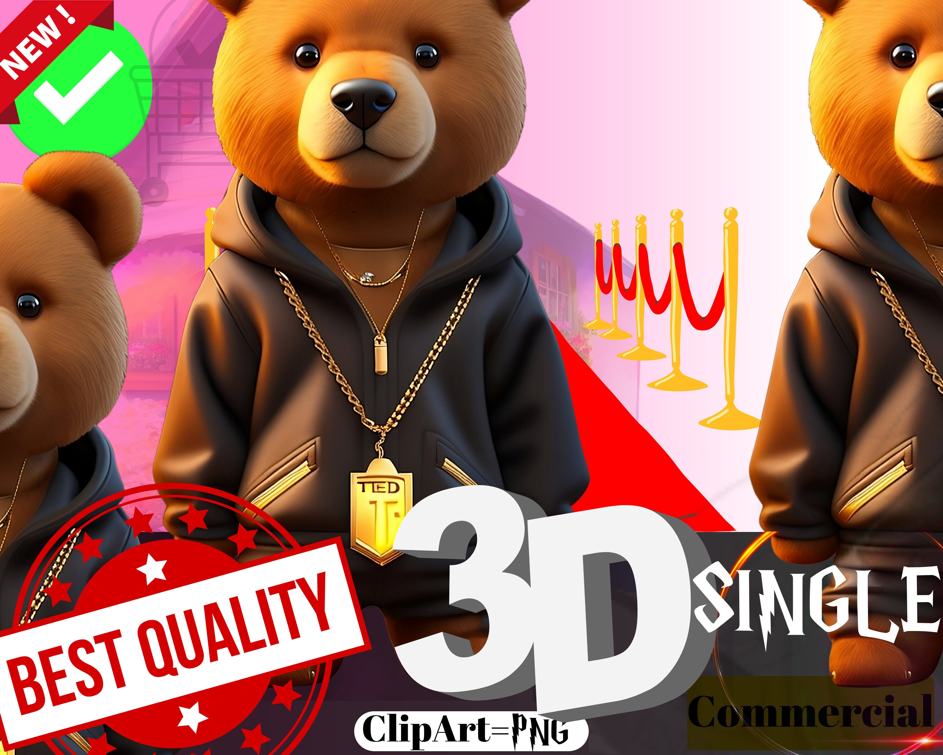 Ted Bear Wearing Streetwear Clipart Teddy Bear PNG Cool Bear PNG ...