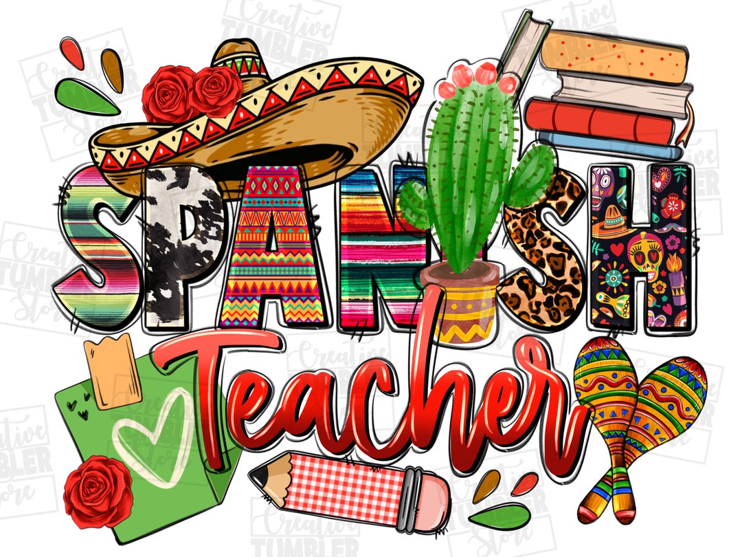 Spanish Teacher Png Sublimation Design Download, Teacher's Day Png ...
