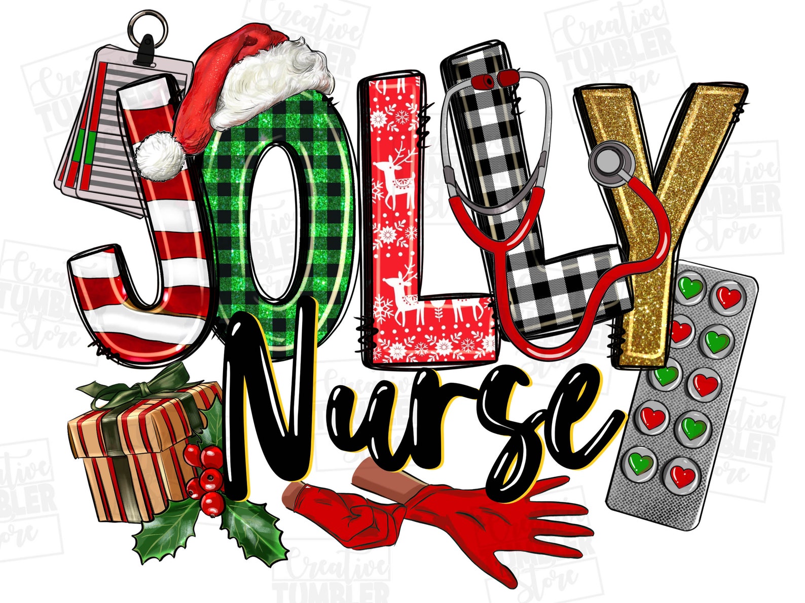 Jolly Nurse Png Sublimation Design Download, Merry Christmas Png, Nurse ...