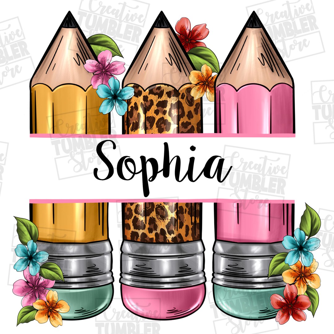 Personalized Pencils With Leopard Png Sublimation Design Download ...