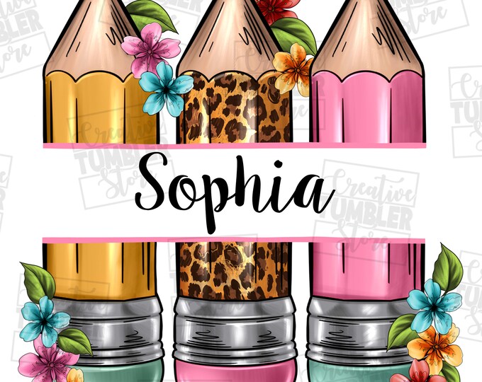 Personalized Pencils With Leopard Png Sublimation Design Download ...