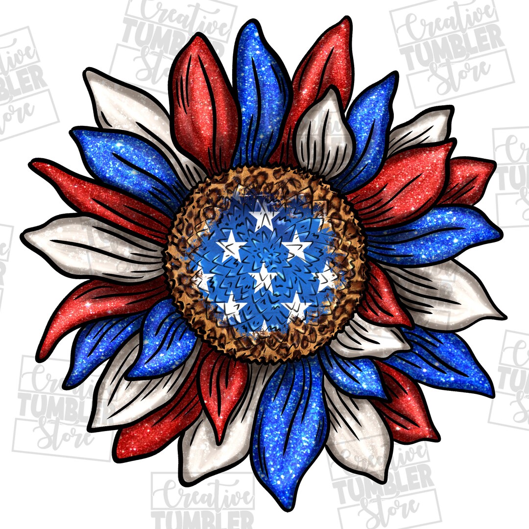 Sunflower America Png Sublimation Design Download, 4th of July Png ...