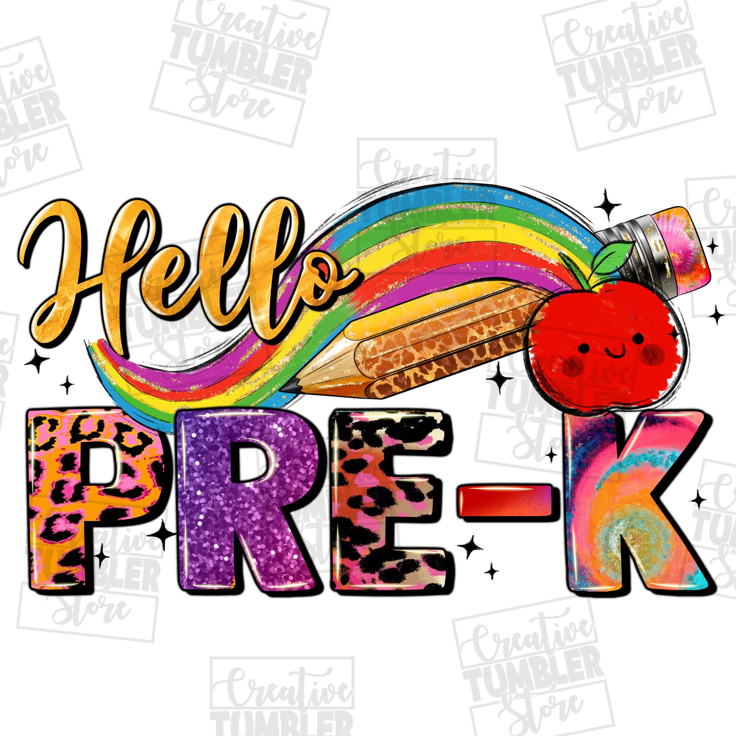 Hello Pre-k Png Sublimation Design Download Back to School - Etsy