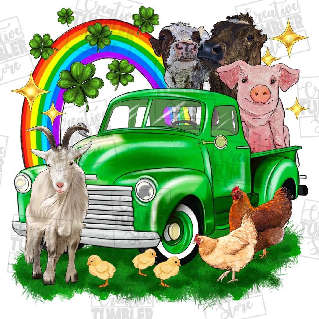 St. Patrick's Day Farm Animals on Truck Png, St. Patrick's Day Png ...