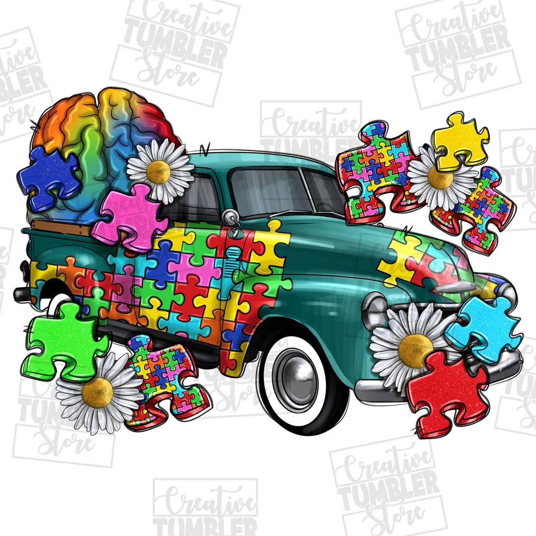 Autism Truck Png Sublimation Design Download, Autism Awareness Png ...