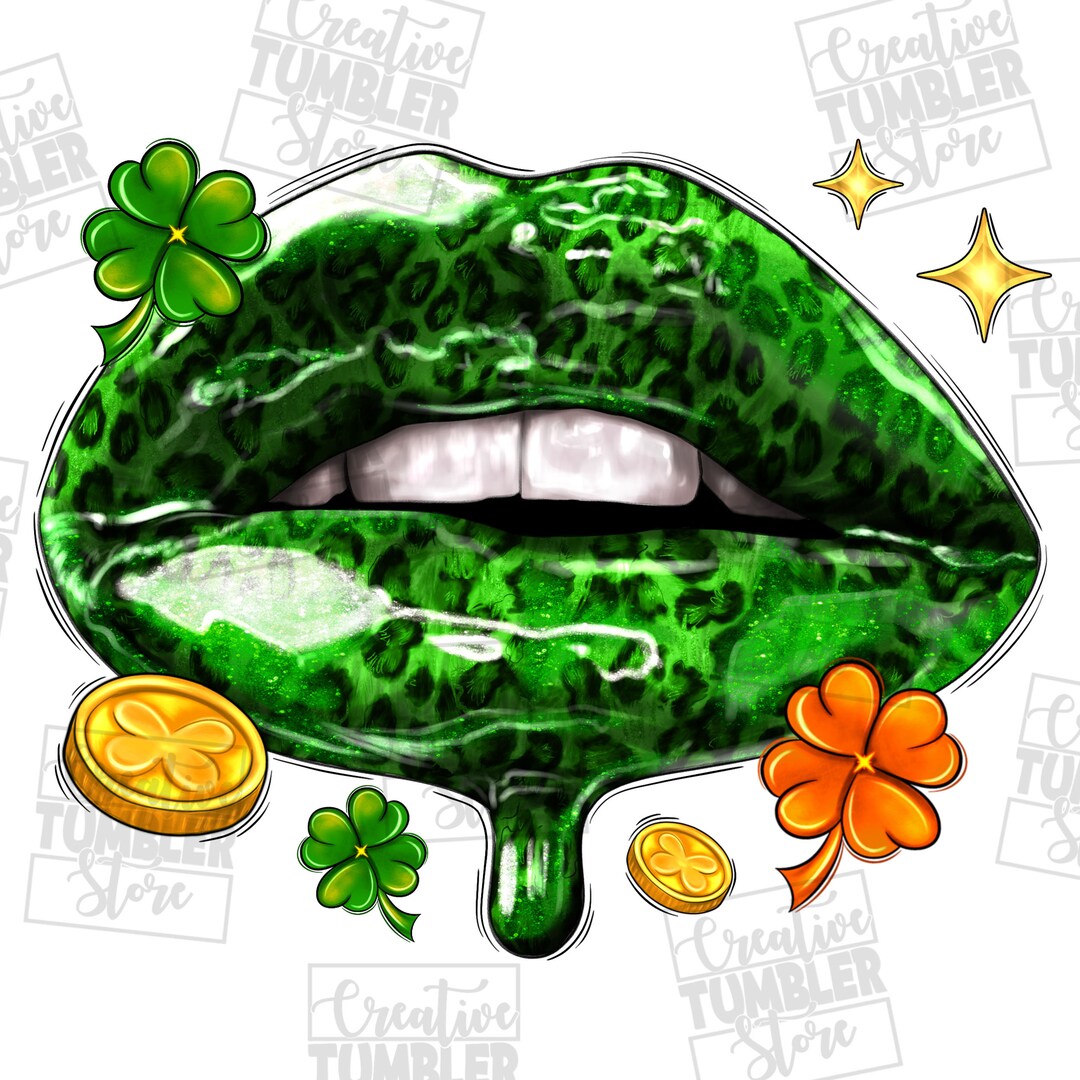 St. Patrick's Day Green Leopard Lips Png, St. Patrick's Day Png, Irish ...