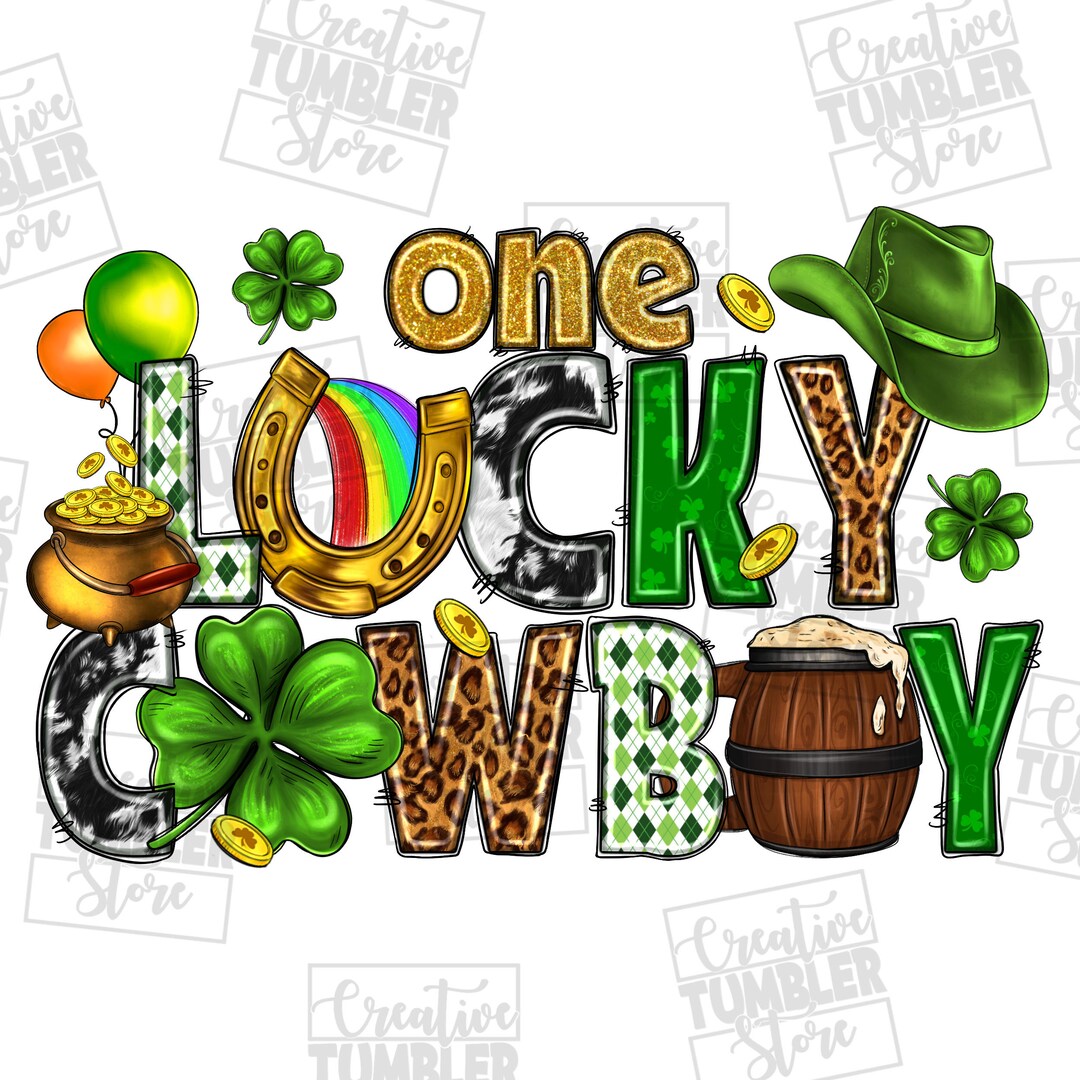 My Lucky Cowboy Png Sublimation Design Download, St. Patrick's Day Png ...