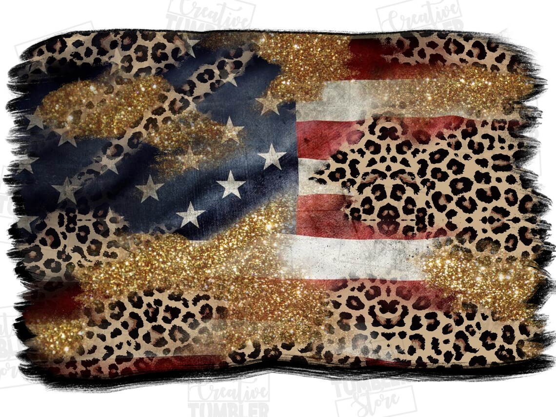 Leopard Glitter American Flag Png Sublimation Design Download - Etsy