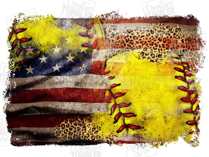 USA Softball Flag Png Sublimation Design Download 4th of July - Etsy