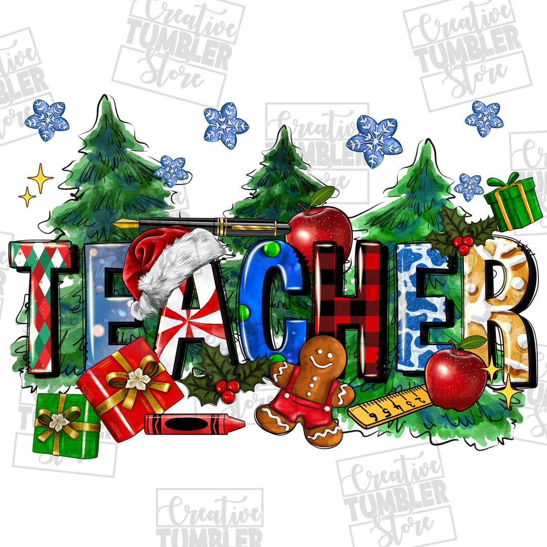 Teacher Christmas Png Sublimation Design Download, Merry Christmas Png ...