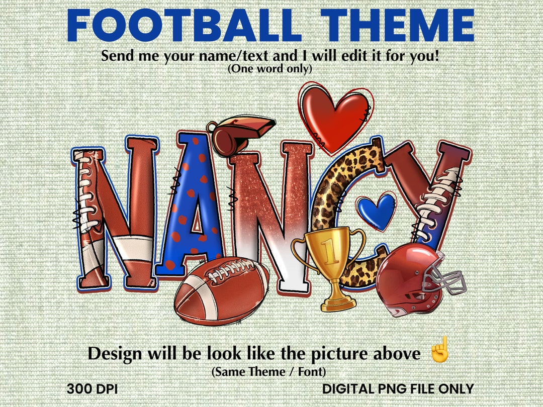 Personalized Football Themed Name Png Sublimation Design Download ...