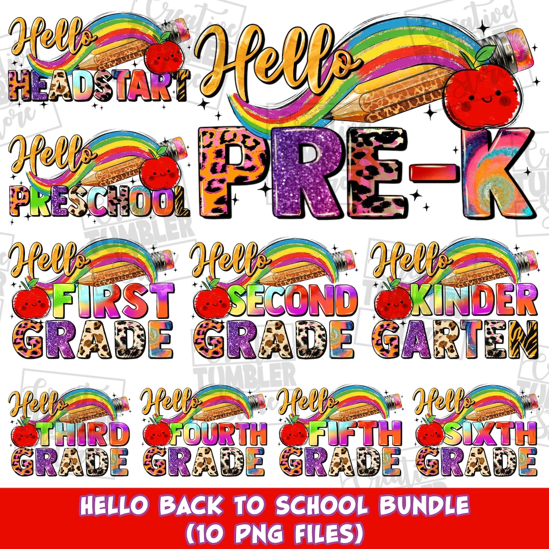 Hello Back to School Png Sublimation Design Bundle, School Love Png ...