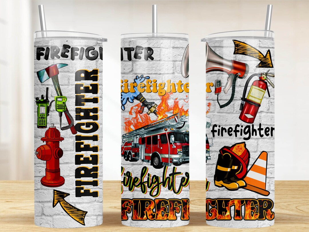 Firefighter 20 Oz Skinny Tumbler Png Sublimation Design Download ...