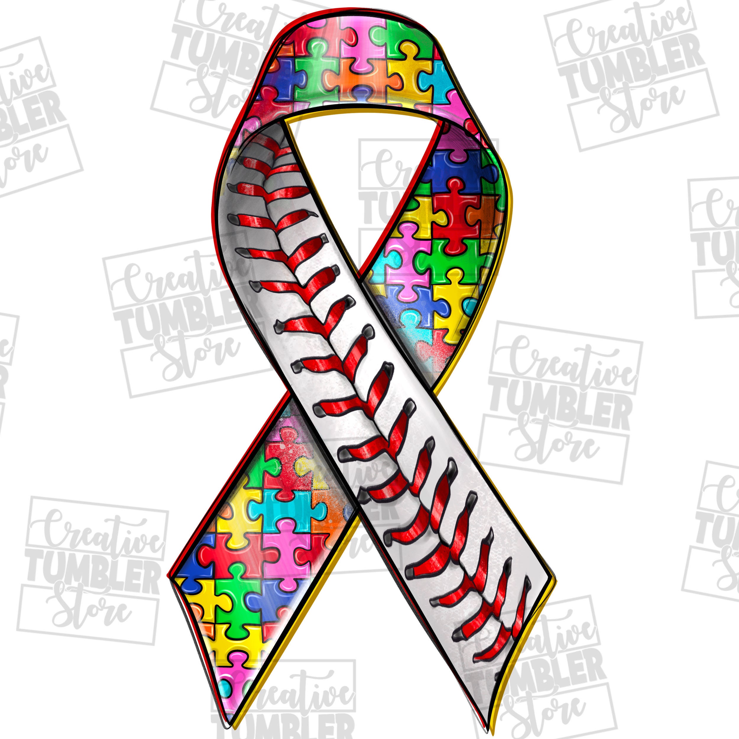 Autism Ribbon Baseball Png Sublimation Design Download, Autism ...