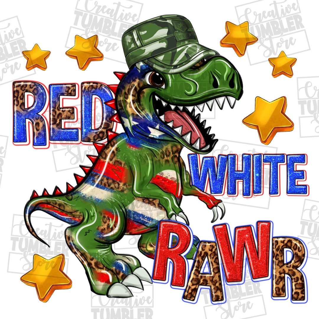 Red White Rawr Png Sublimation Design Download, 4th of July Png ...