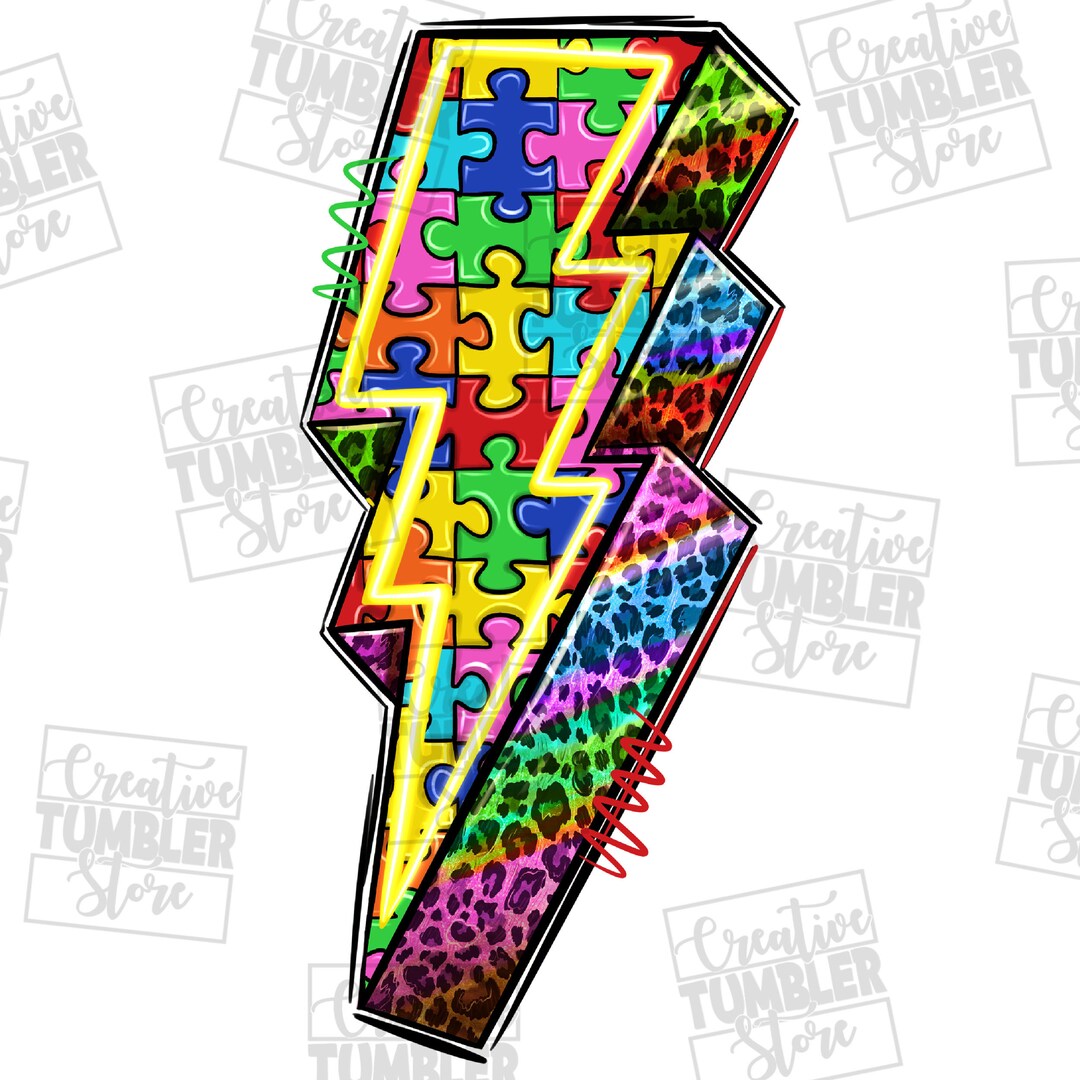 Autism Lightning Bolt Png Sublimation Design Download, Autism Awareness ...