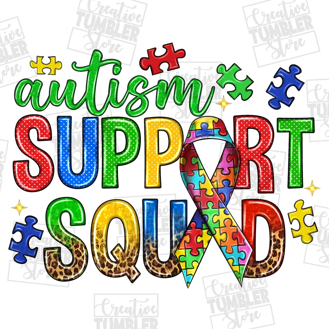 Autism Support Squad With Ribbon Png Sublimation Design Download ...