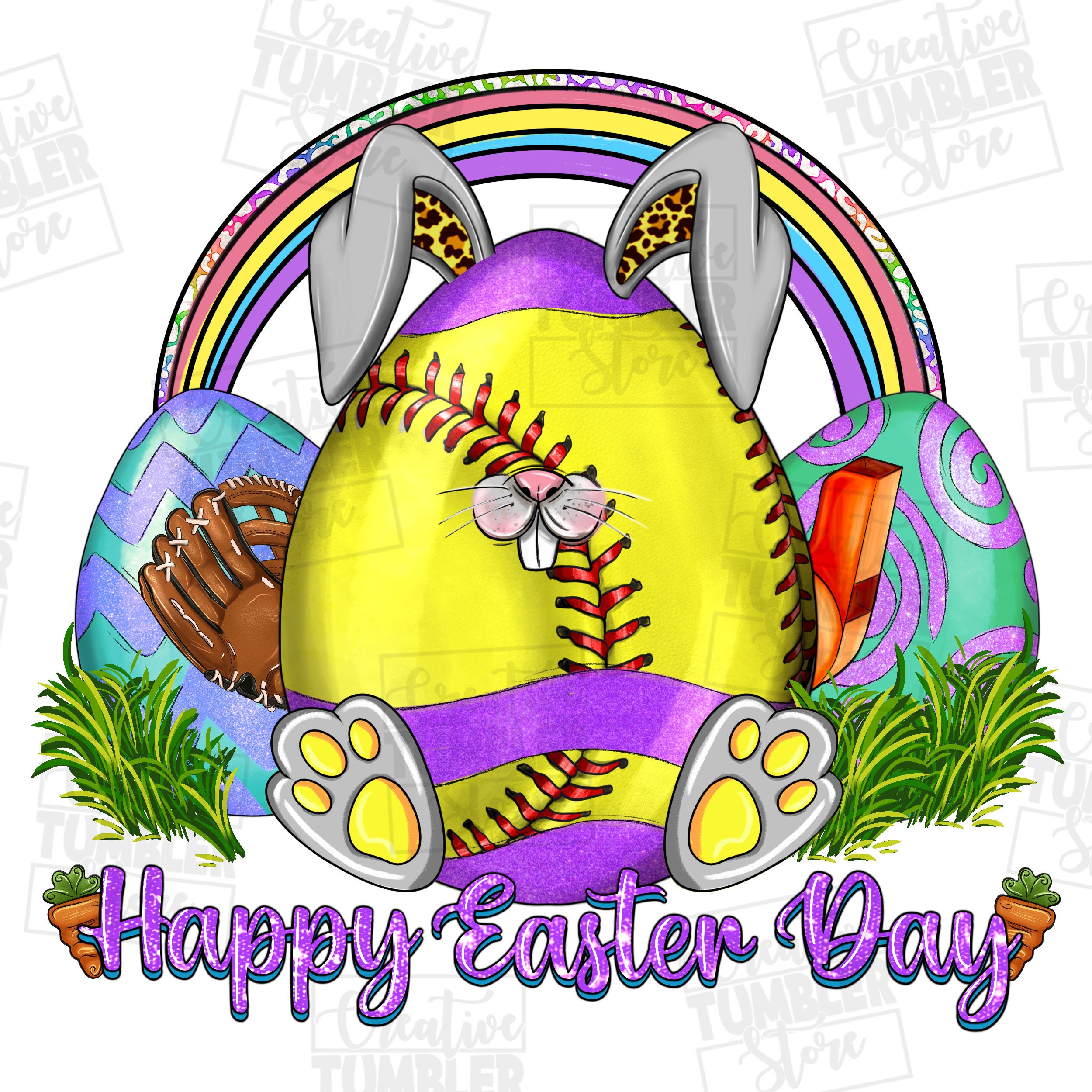 Softball Happy Easter Day Png Sublimation Design Download, Happy Easter ...