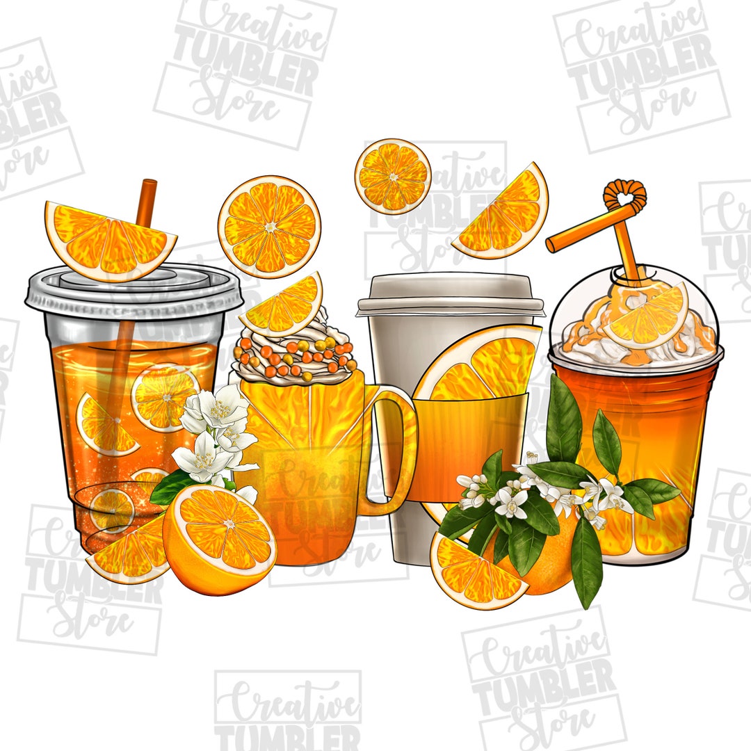 Orange Coffee Cups Png Sublimation Design Download, Coffee Cups Design ...