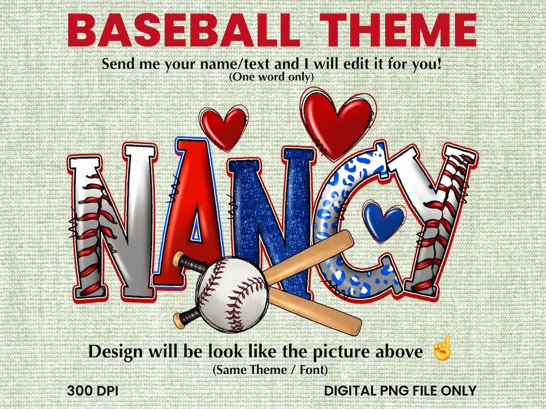 Personalized Baseball Themed Name Png Sublimation Design Download ...