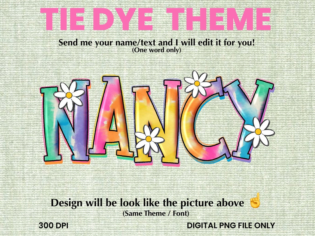 Personalized Tie Dye Themed Name Png Sublimation Design Download, Tie ...