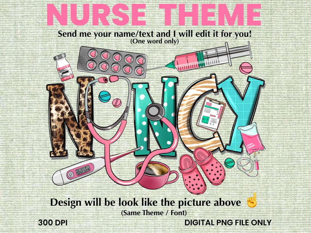 Personalized Nurse Themed Name Png Sublimation Design Download, Nurse ...
