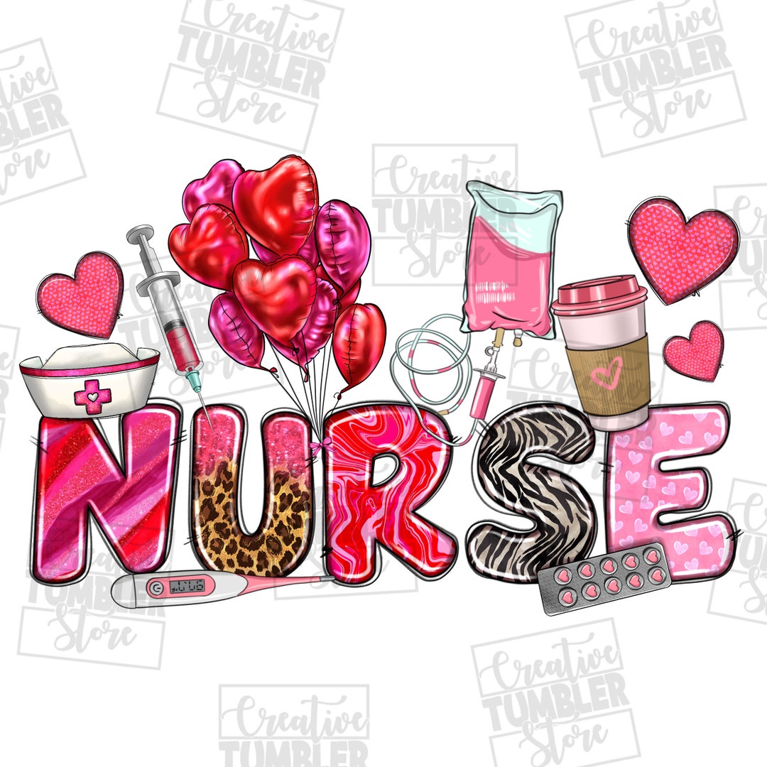 Valentine's Day Nurse Png Sublimation Design Download, Valentine's Day ...